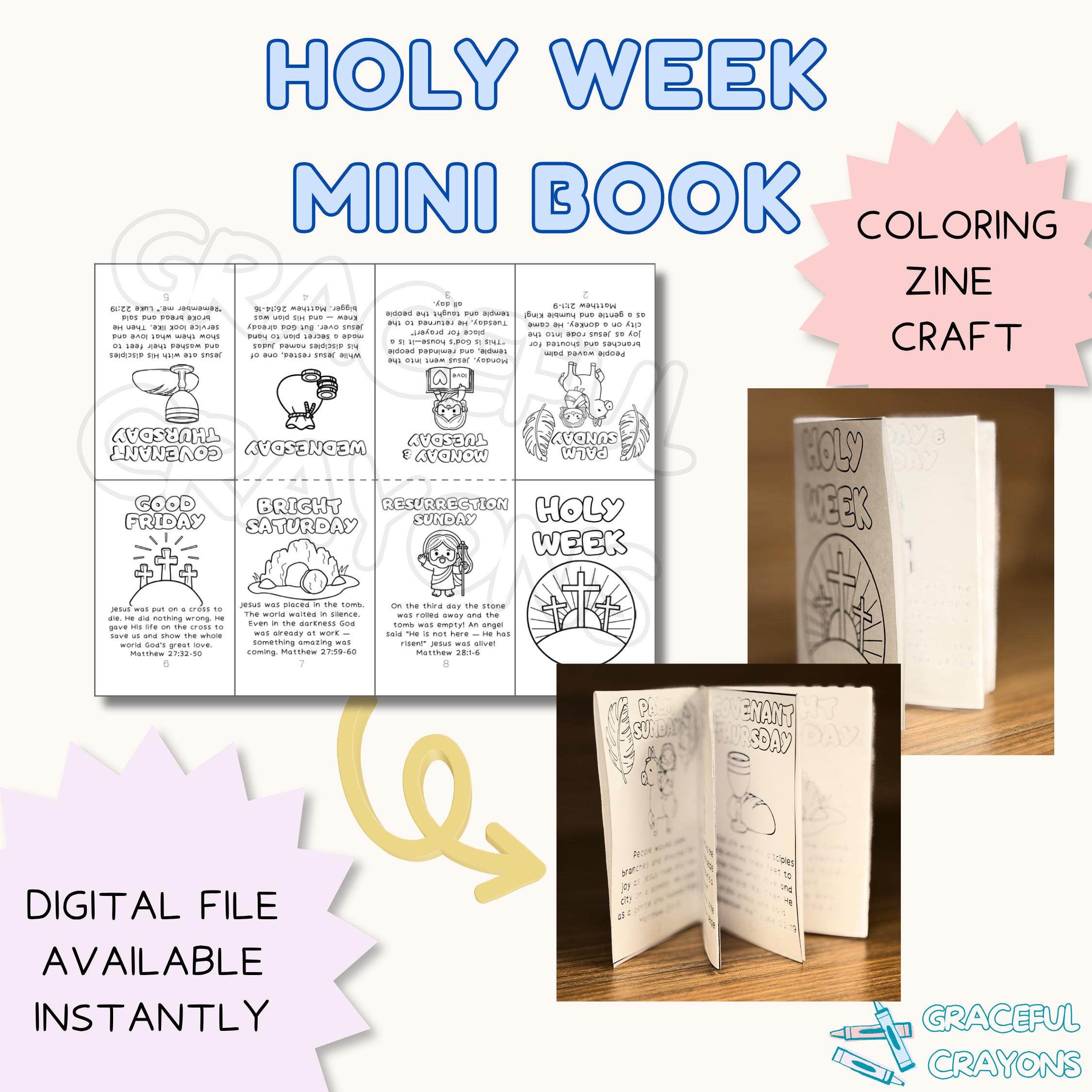 Holy Week Mini Book Printable, Holy Week Kids Coloring Zine Craft ...