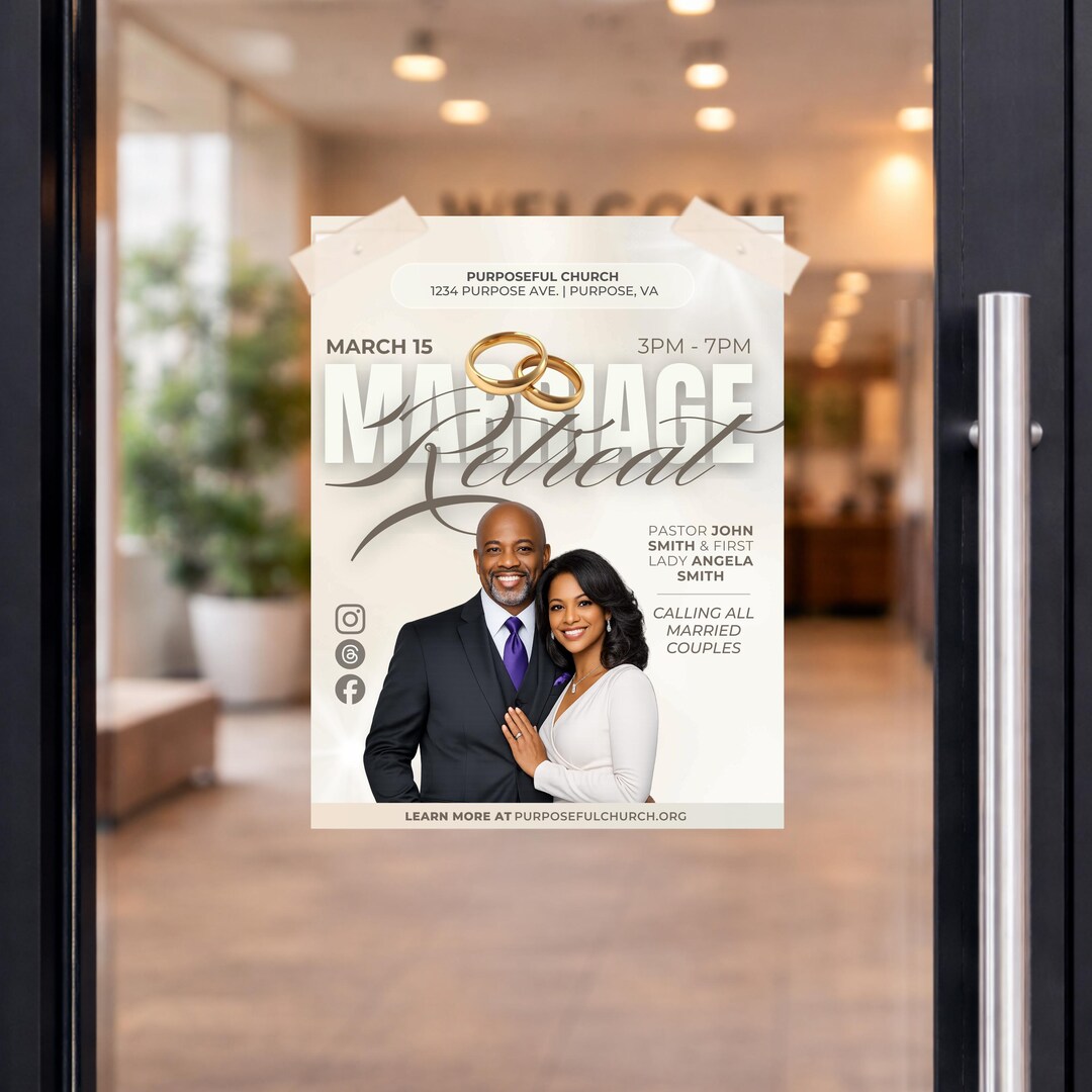 Marriage Retreat Flyer Canva Template, Couples Church Event ...