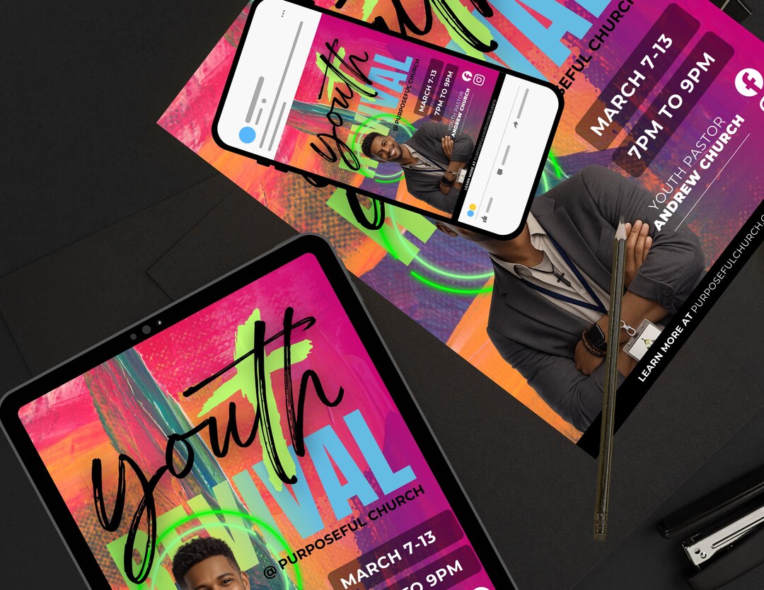 Rainbow Youth Revival Flyer Template, Church Youth Event Flyer ...