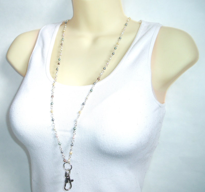 Pretty Pearl Beaded Lanyard Shell and Pastel Colored Small - Etsy