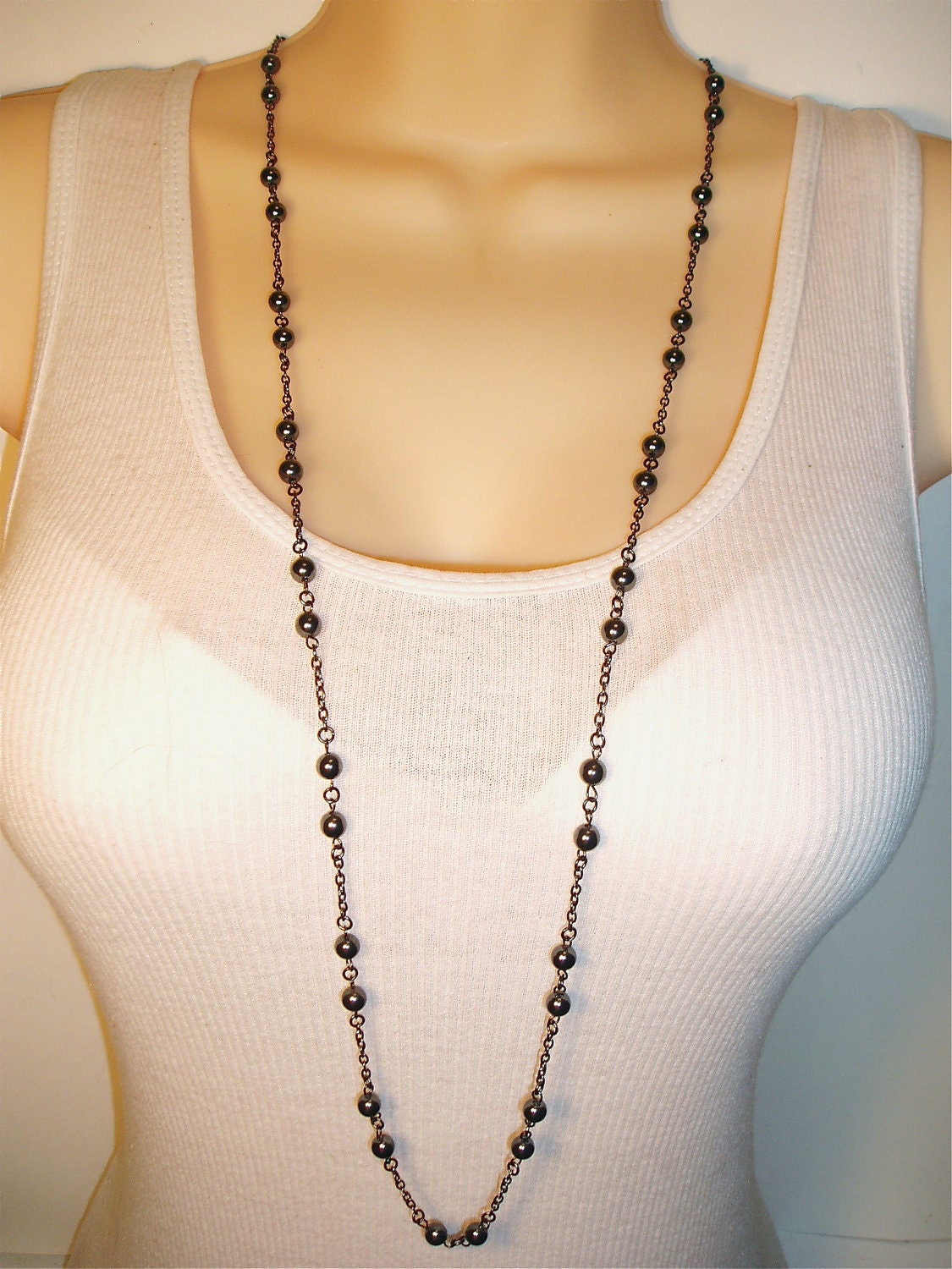 Double Strand Black Necklace Long Black Beaded Necklace in - Etsy Double Strand Black Necklace Long Black Beaded Necklace in - Etsy