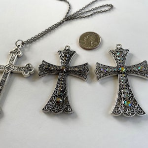 Cross Pendant Long Chain Necklace - Heavy Goth Gothic Cross Pendant on ...