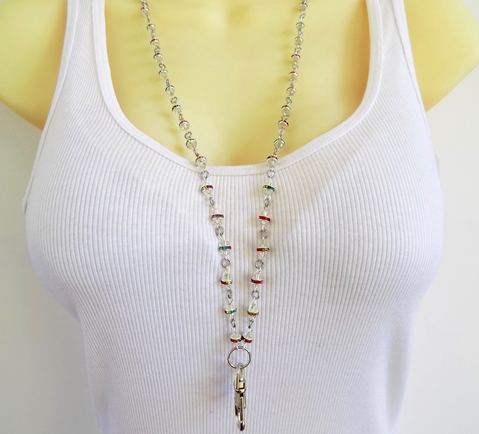 Sparkling Rhinestone Beaded Lanyard Colorful and Pretty ID - Etsy