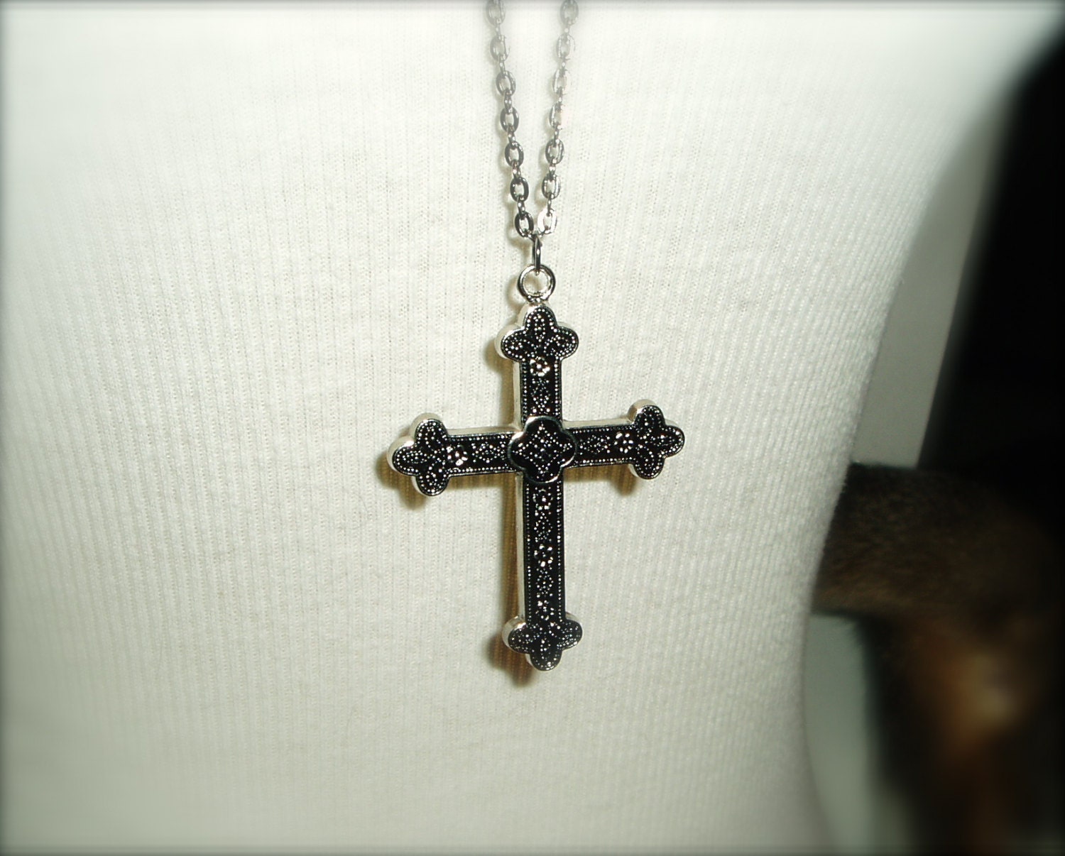 Cross Pendant Long Chain Necklace - Heavy Goth Gothic Cross Pendant on ...