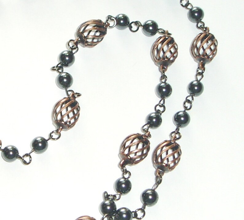 Copper Beaded Lanyard - Pretty Copper and Black Beads on ID Badge ...