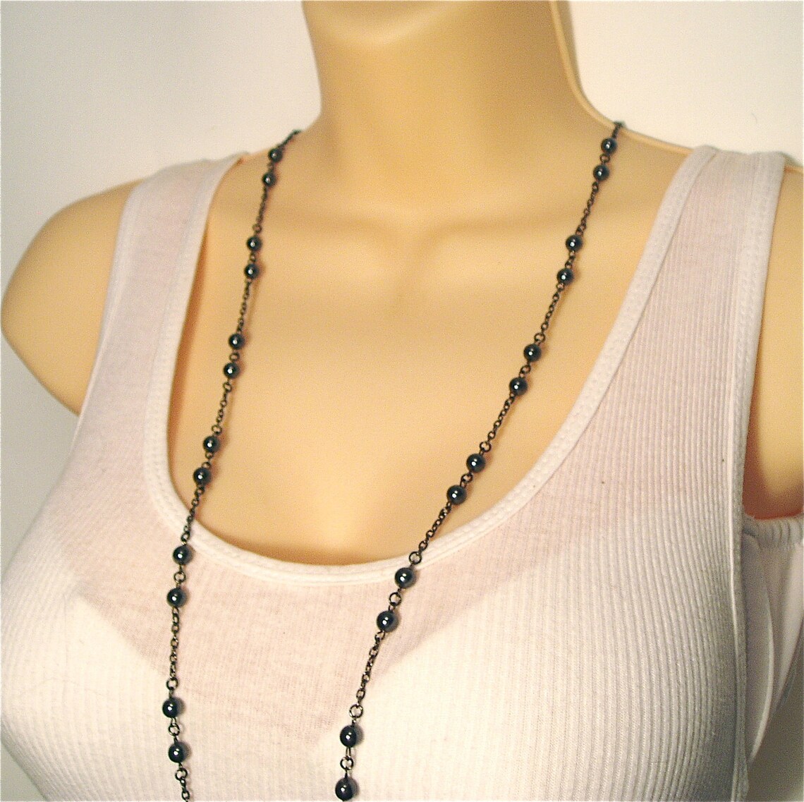 Double Strand Black Necklace Long Black Beaded Necklace in - Etsy Double Strand Black Necklace Long Black Beaded Necklace in - Etsy