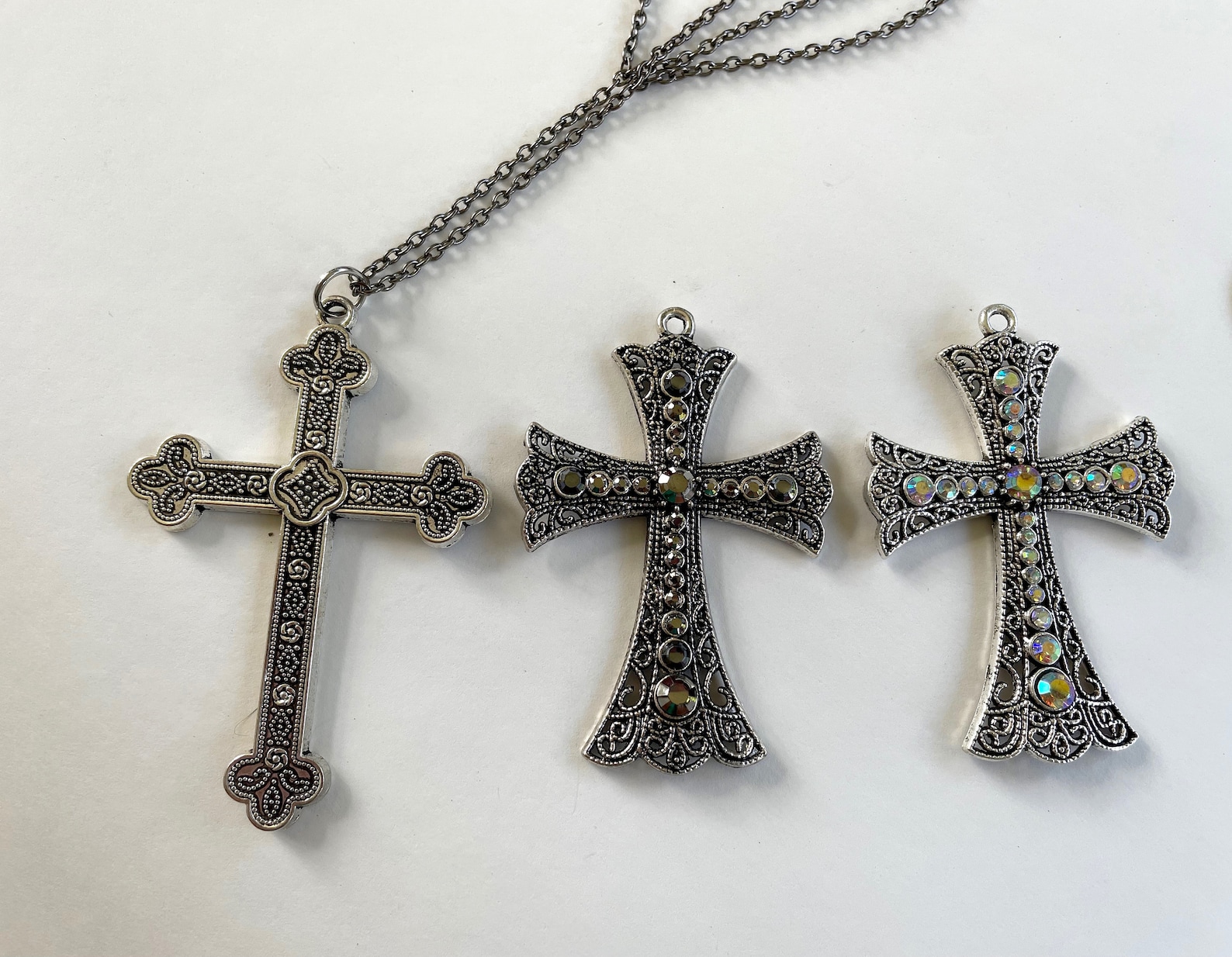 Cross Pendant Long Chain Necklace Heavy Goth Gothic Cross - Etsy