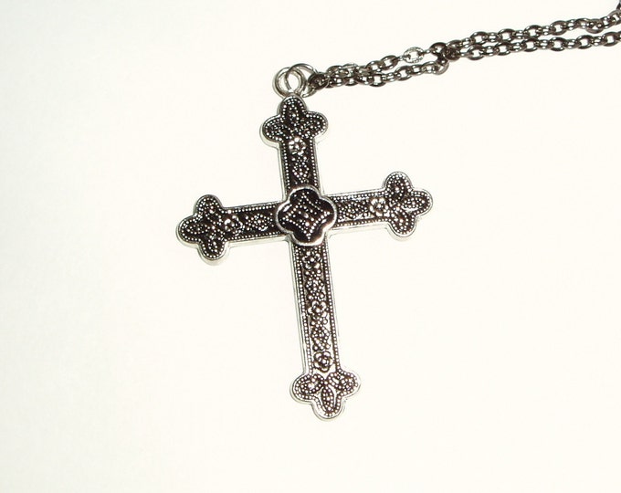 Cross Pendant Long Chain Necklace Heavy Goth Gothic Cross | Etsy