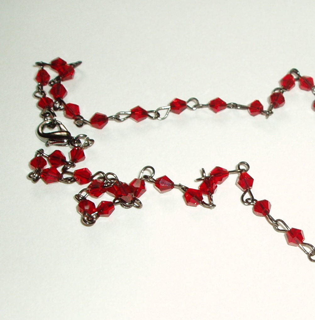Sexy Red Beaded Necklace - Ruby Red Crystals Choker Lariat Necklace - Etsy