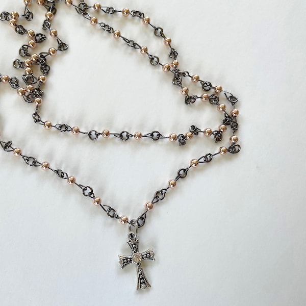 Goth Gold Cross Necklace - Etsy