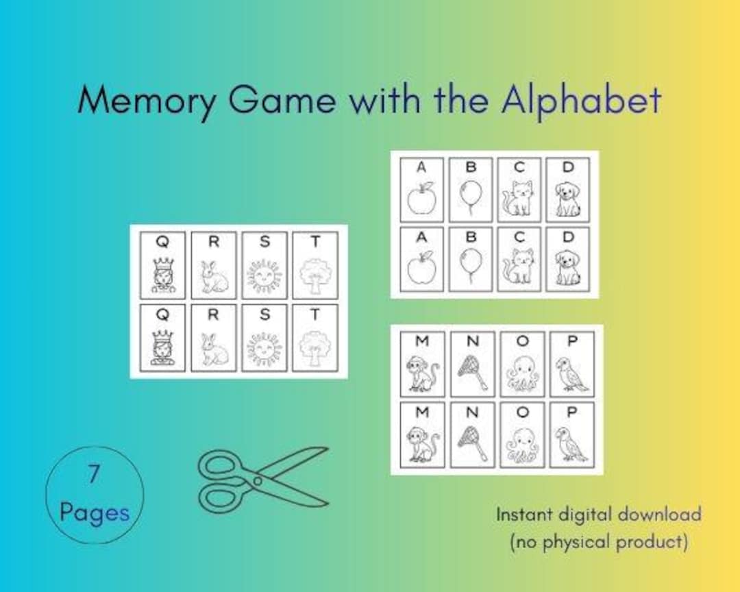 Alphabet Memory Matching Game - Etsy