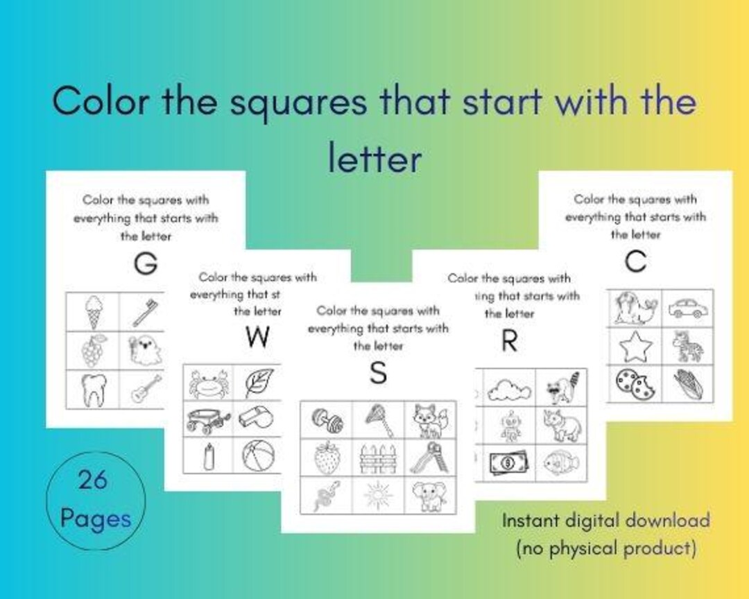 Beginning Sounds Worksheets | Color the Squares That Start With the ...