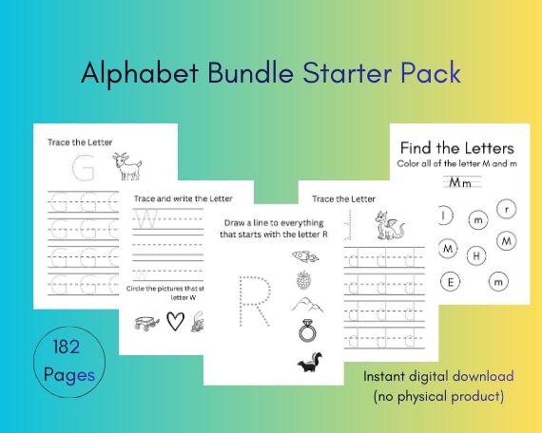 Alphabet Starter Bundle | Letter Tracing, Phonics & Literacy Worksheets | 182 Pages - Etsy