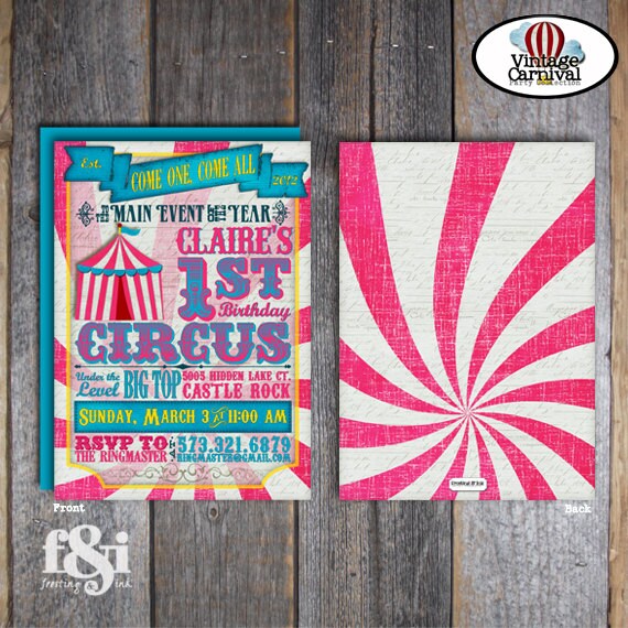 Circus Invitation Carnival Invitation Girls Circus | Etsy