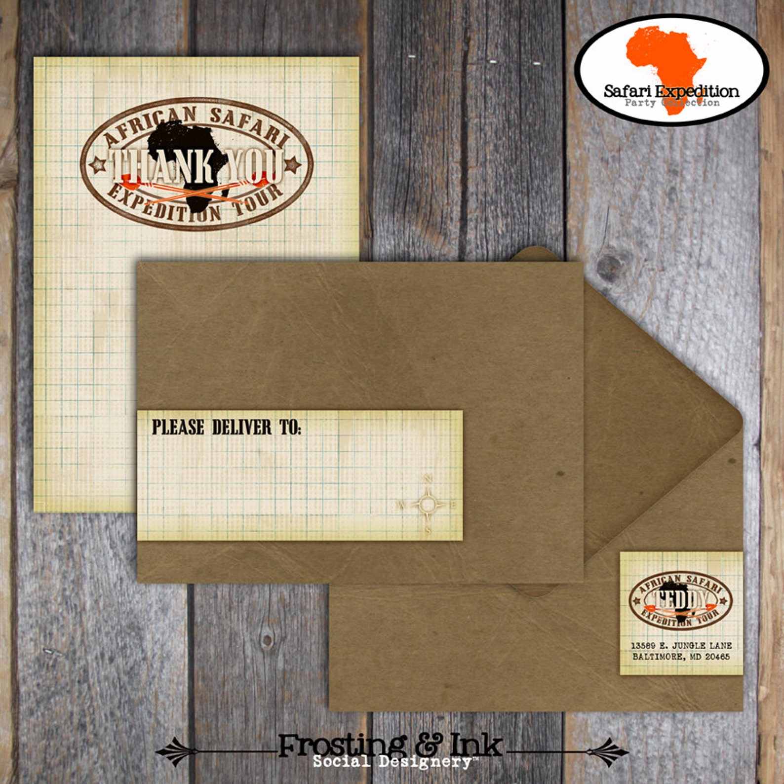 Safari Party Thank You Notes & Wrap Around Address Labels - Etsy