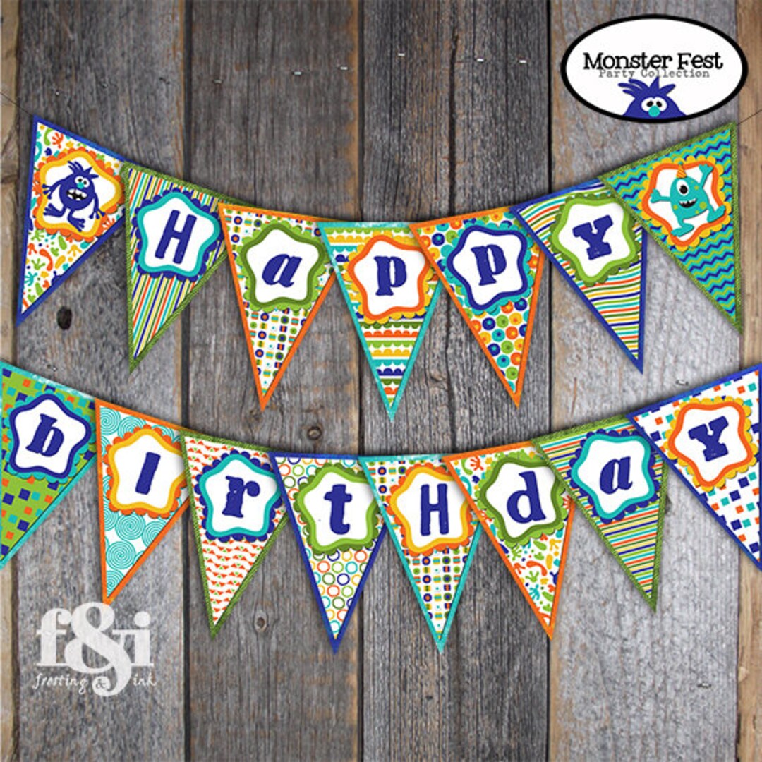 Monster Banner Monster Bunting Banner Monster Birthday - Etsy