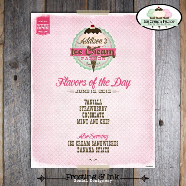 Ice Cream Social Menu - Etsy