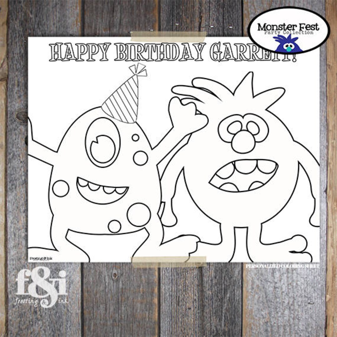 Monster Coloring Sheet Monster Coloring Page Monster Party - Etsy