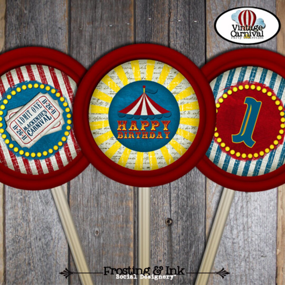 Carnival Lollipop Labels Circus Lollipop Labels Carnival Decorations ...
