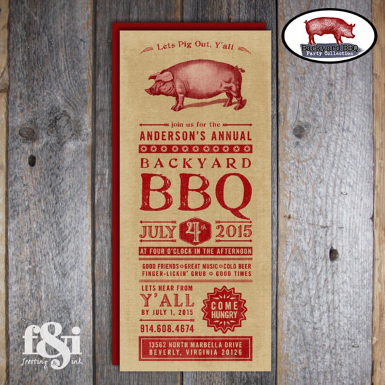 BBQ Invitation Backyard BBQ Invitation Barbecue Invitation - Etsy