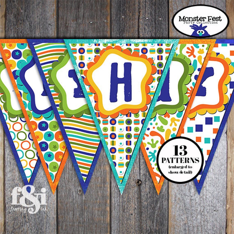 Monster Banner Monster Bunting Banner Monster Birthday - Etsy