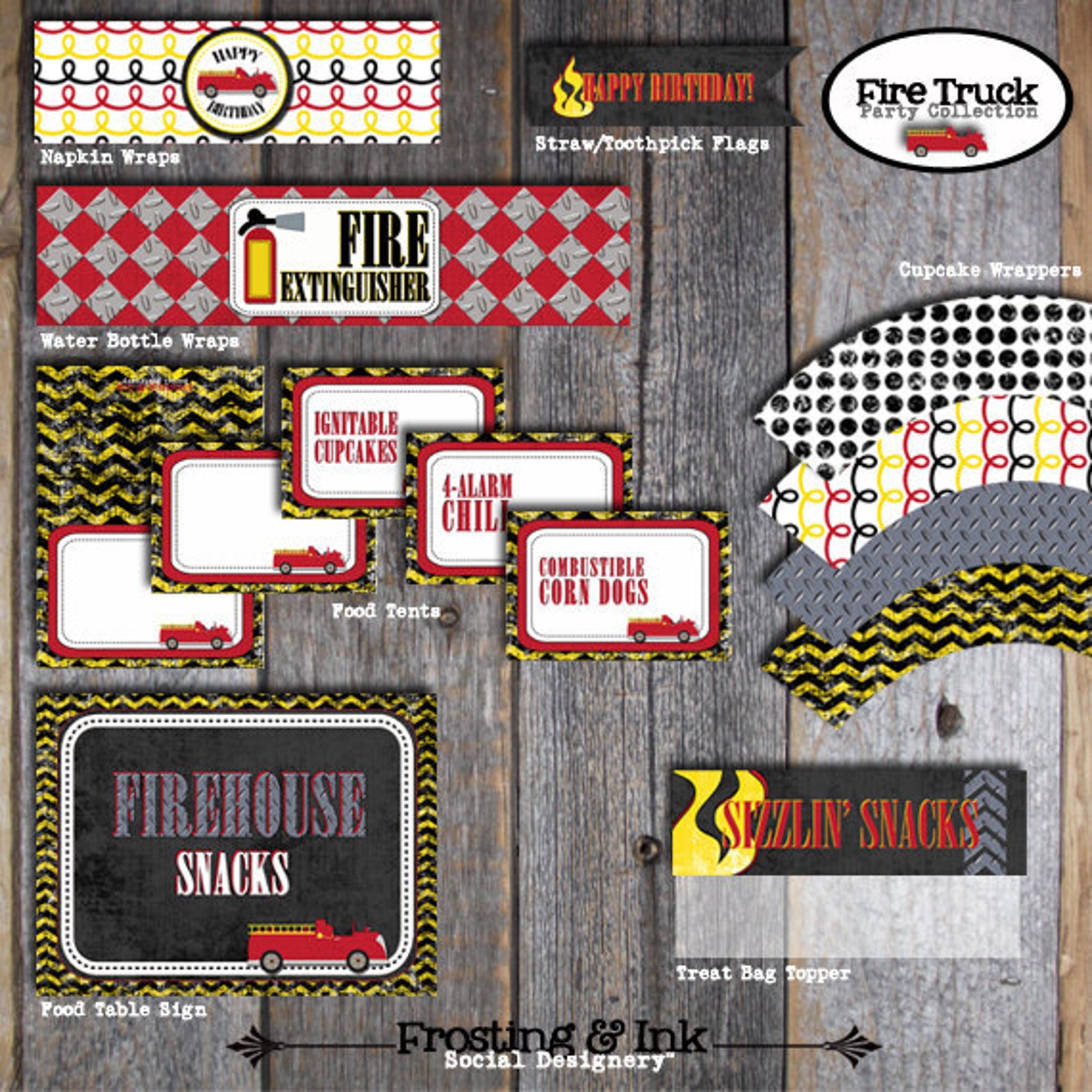 Fire Truck Food Tents Fireman Food Tents Buffet Labels - Etsy