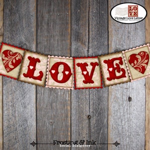 Valentines Banner Valentines Day Banner Love Banner Love Bunting Banner ...