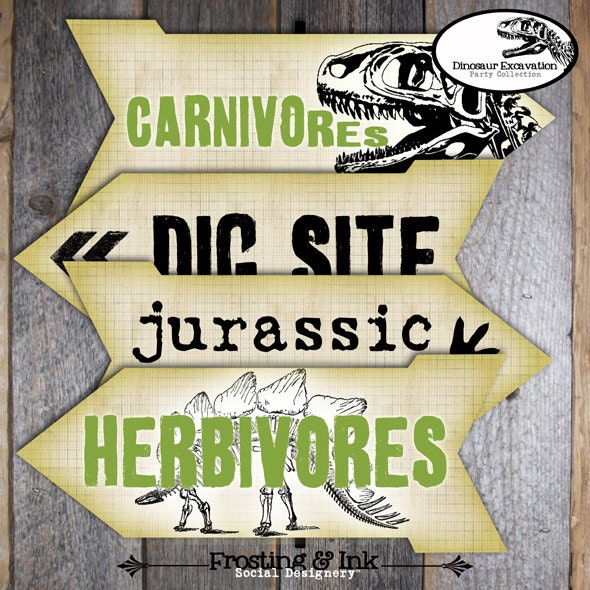 Dinosaur Directional Signs Dinosaur Arrow Signs Dino Dig - Etsy