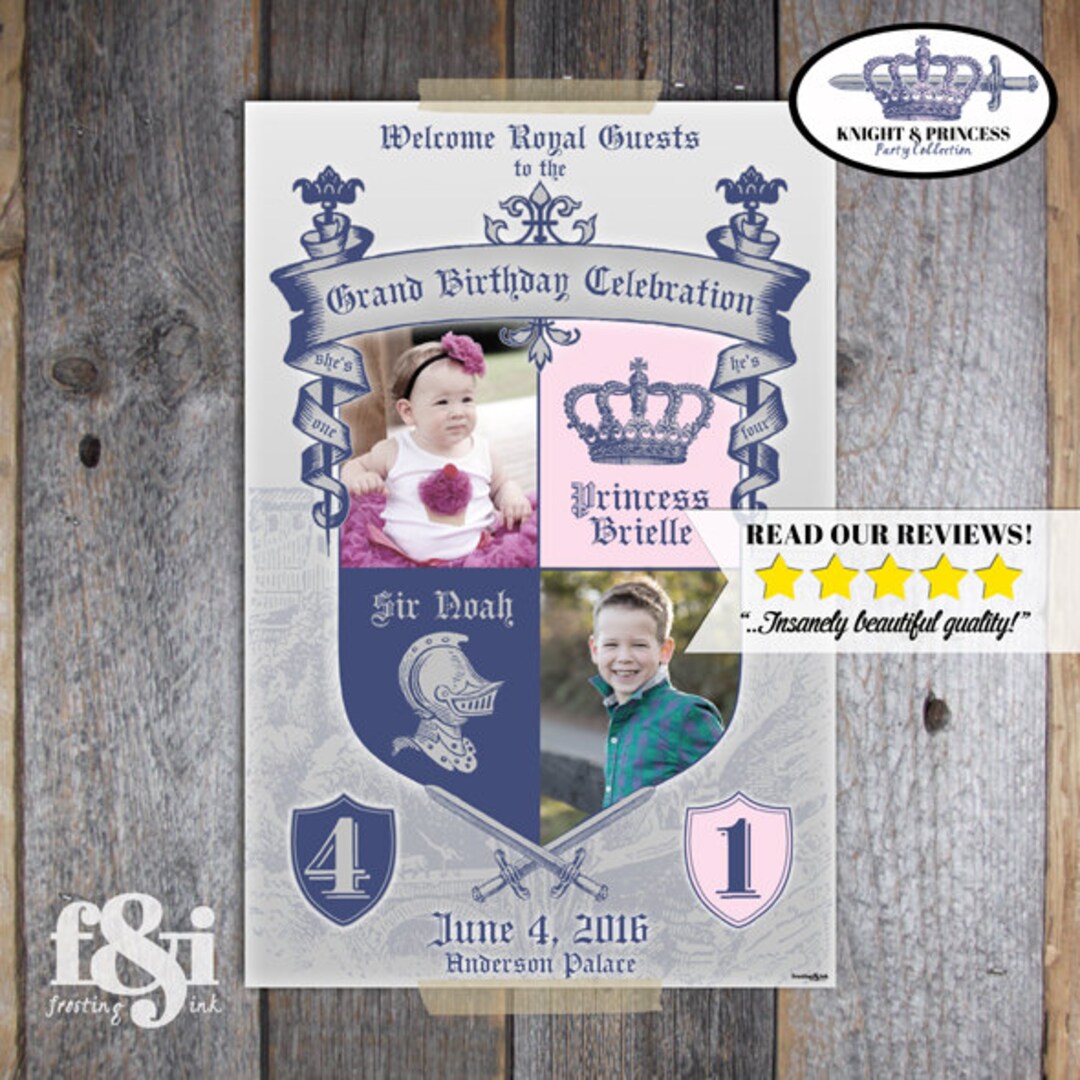 Knight & Princess Welcome Poster Knight Princess Birthday Sign Princess ...