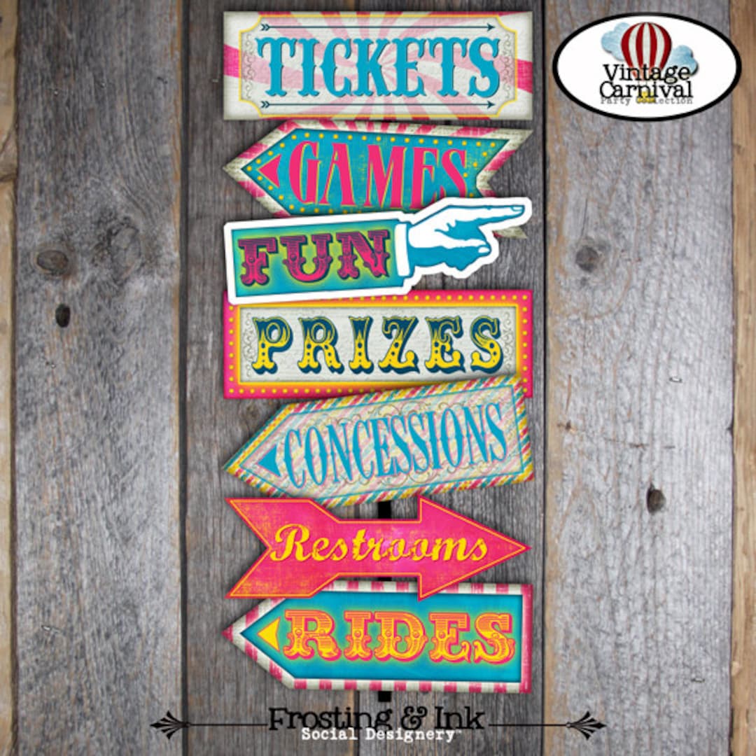 Carnival Party Arrow Signs Circus Party Arrow Signs Carnival Circus ...