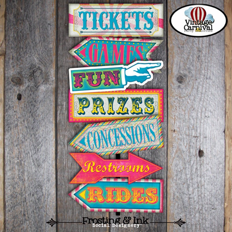 Carnival Party Arrow Signs Circus Party Arrow Signs | Etsy