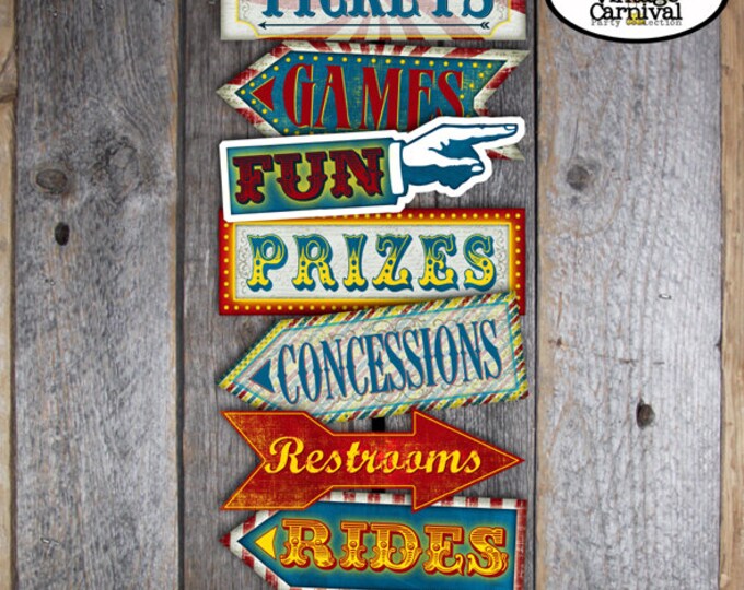 Carnival Party Arrow Signs Circus Party Arrow Signs Carnival Circus ...