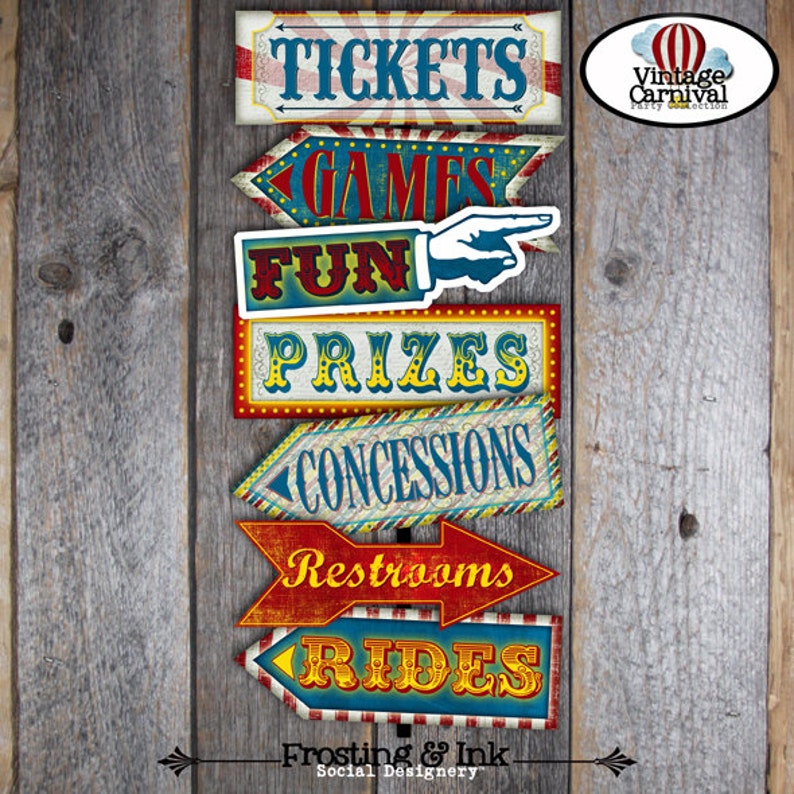 Carnival Party Arrow Signs Circus Party Arrow Signs - Etsy