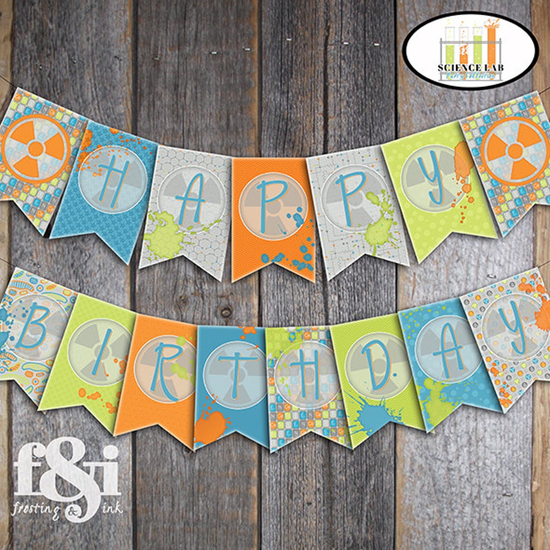 Science Bunting Banner Science Party Banner Science Birthday Party ...