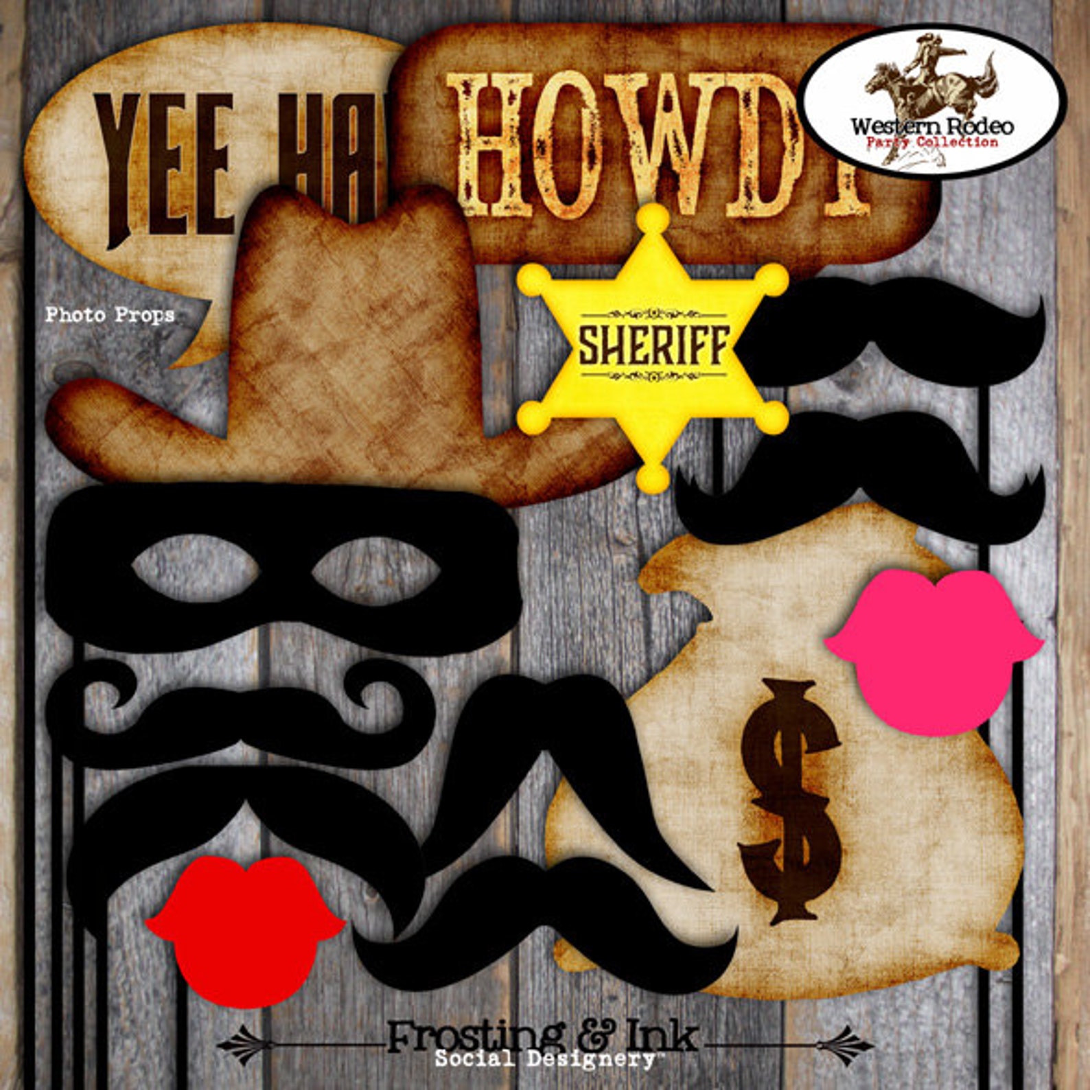 Cowboy Photo Booth Props Western Rodeo Photo Props Wild - Etsy