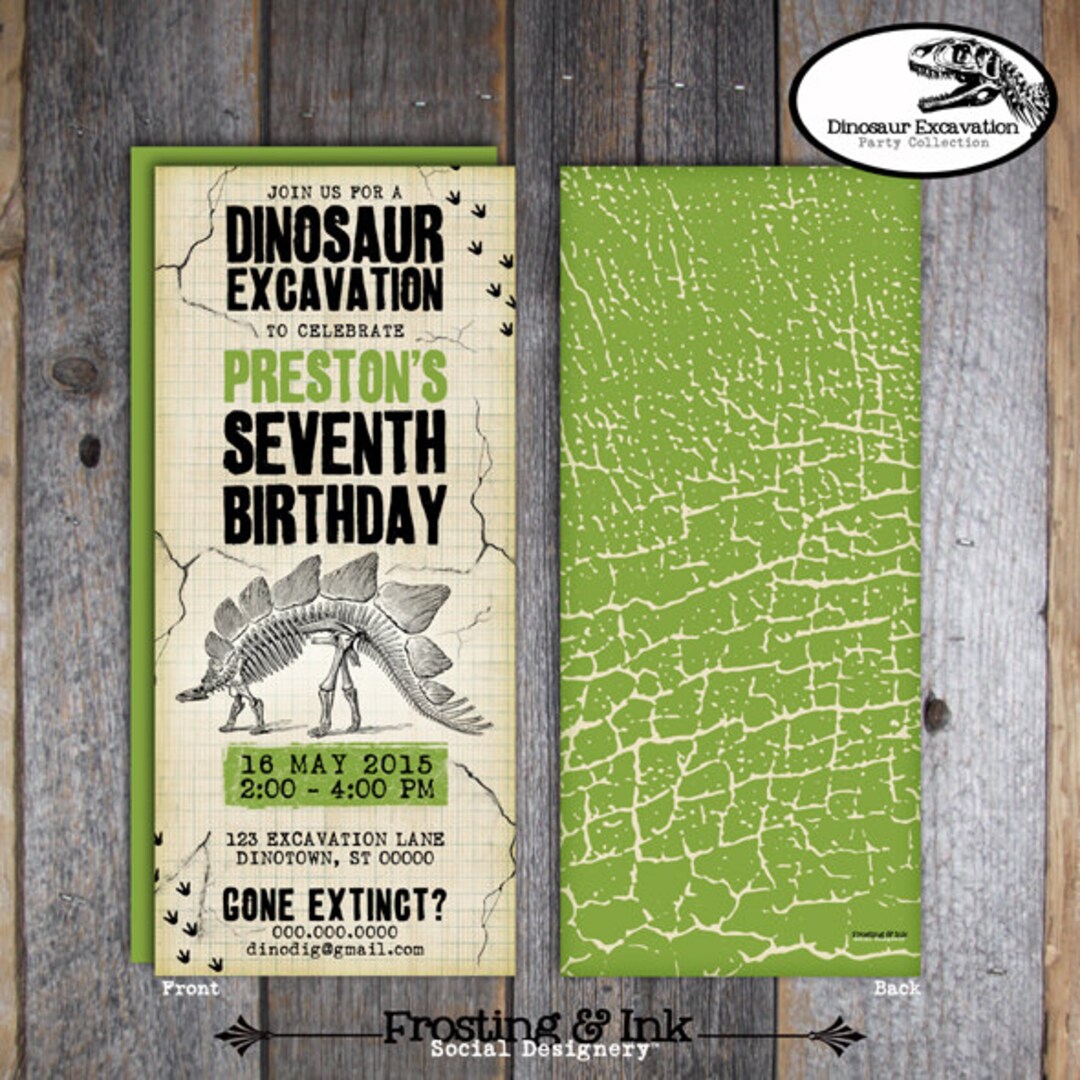 Dinosaur Invitation Dinosaur Party Invitation Dinosaur Excavation ...