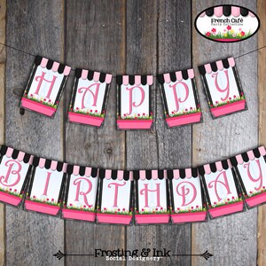 Paris Party French Cafe French Bistro Bunting Banner Happy Birthday ...