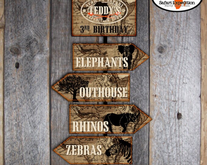 Safari Party Party Signs Welcome Sign Directional Arrow Signs ...