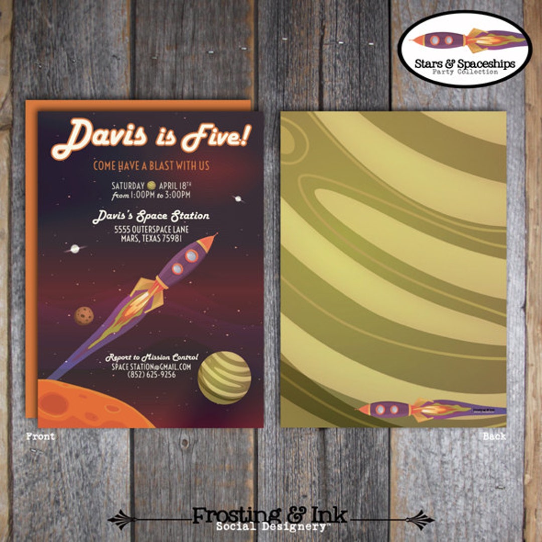 Rocket Invitation Space Party Invitations Space Party Invite Outer ...