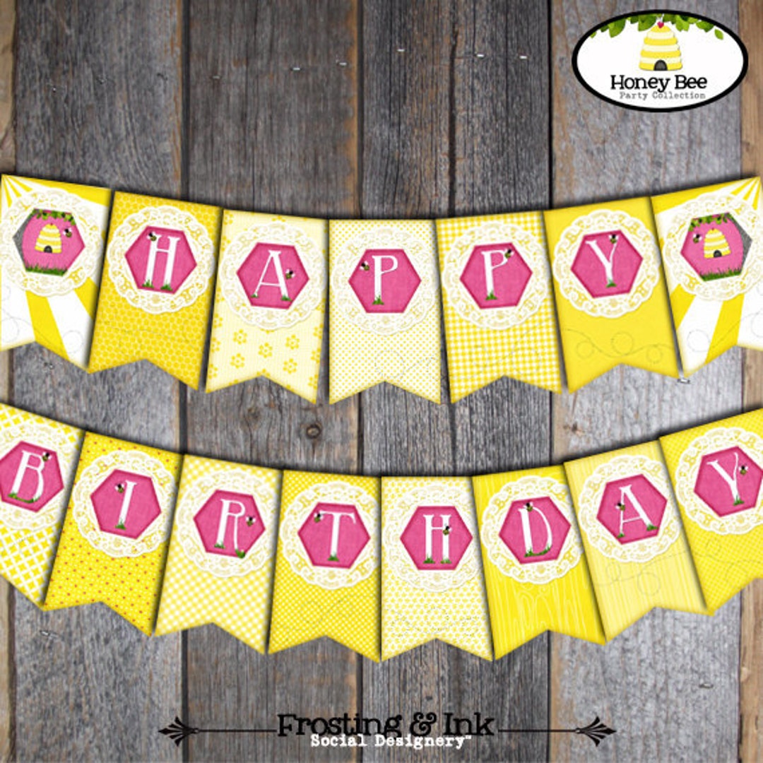 Bee Banner Bee Bunting Banner Bee Party Banner Bumble - Etsy