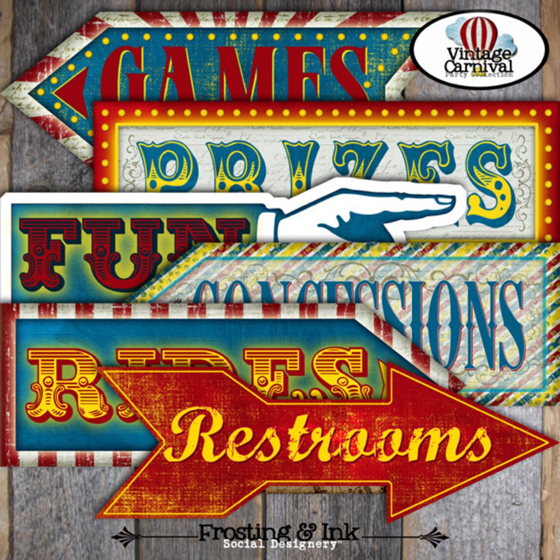 Carnival Party Arrow Signs Circus Party Arrow Signs | Etsy