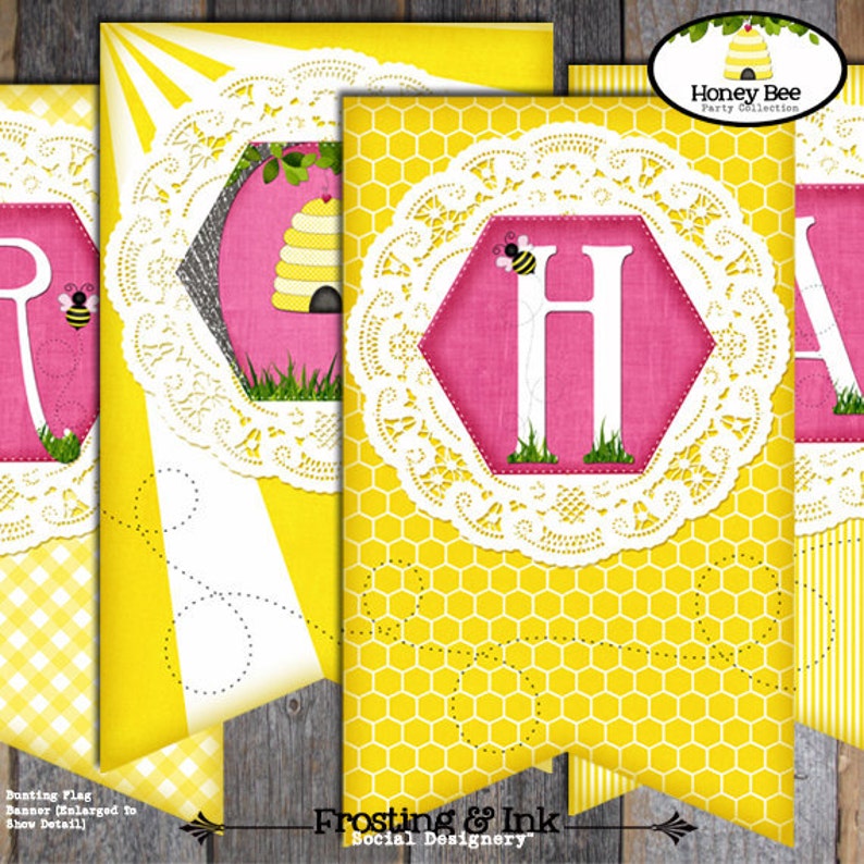 Bee Banner Bee Bunting Banner Bee Party Banner Bumble - Etsy