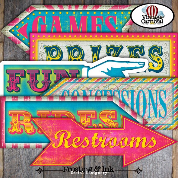 Carnival Party Arrow Signs Circus Party Arrow Signs - Etsy