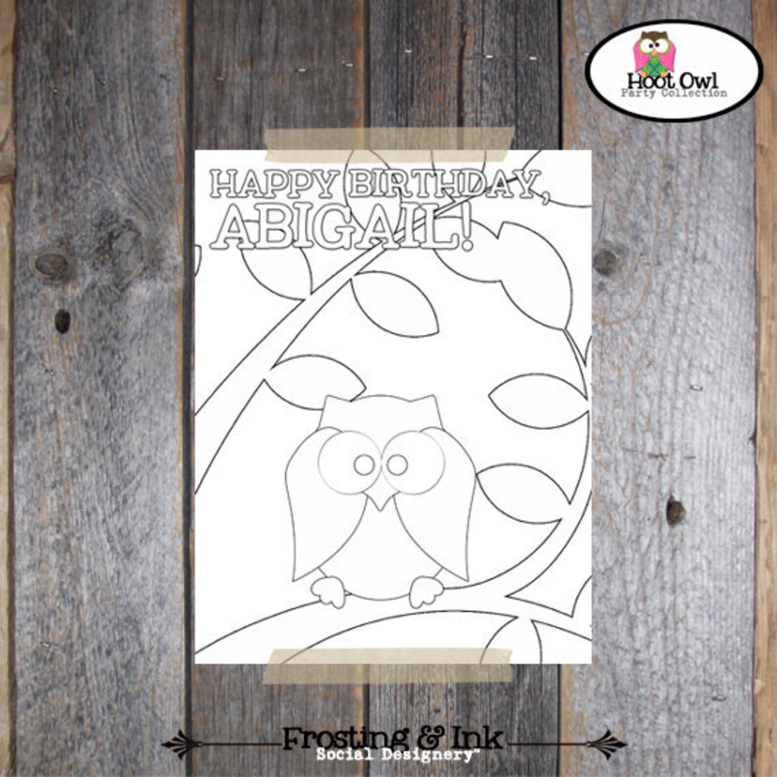 Owl Party Night Owl Birthday Party Coloring Page - Etsy
