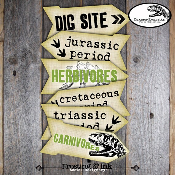 Dinosaur Directional Signs Dinosaur Arrow Signs Dino Dig - Etsy