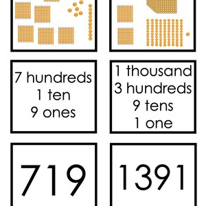 Montessori Math - Place Value Cards - Etsy