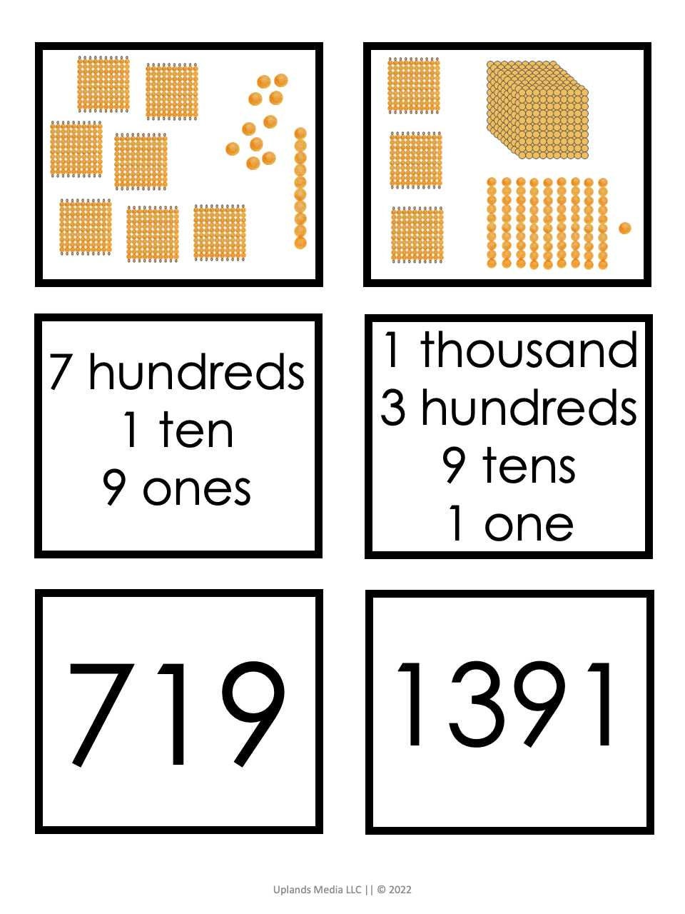 Montessori Math - Place Value Cards - Etsy