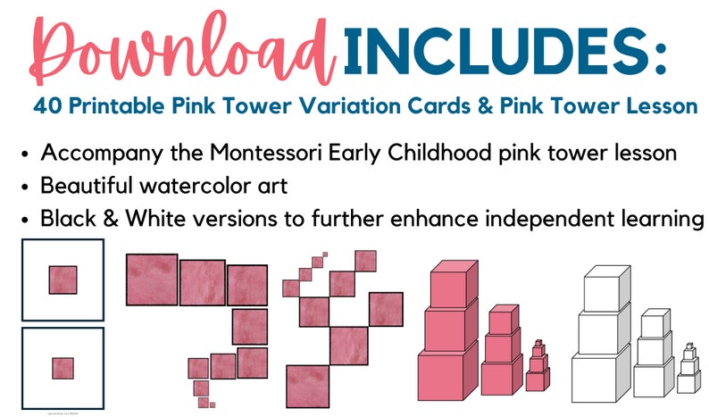 Montessori Sensorial Pink Tower Variation Cards - Etsy
