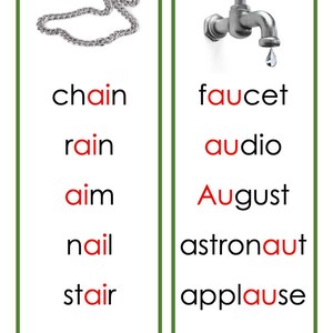 Green Series] Phonogram Word Lists - Vowel Teams - Etsy