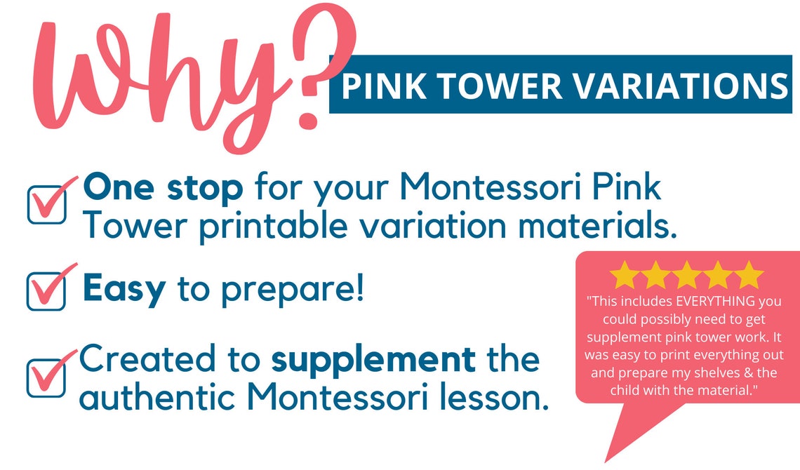 Montessori Sensorial Pink Tower Variation Cards - Etsy